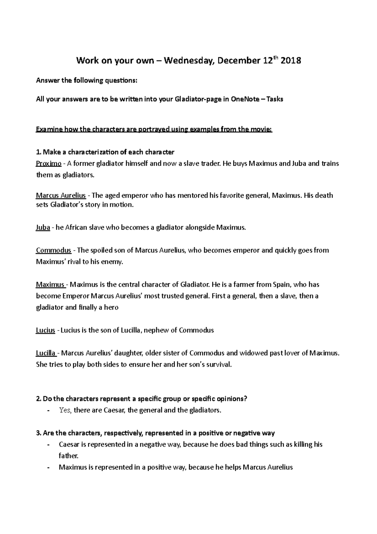 gladiator movie - Work on your own – Wednesday, December 12th 2018 ...