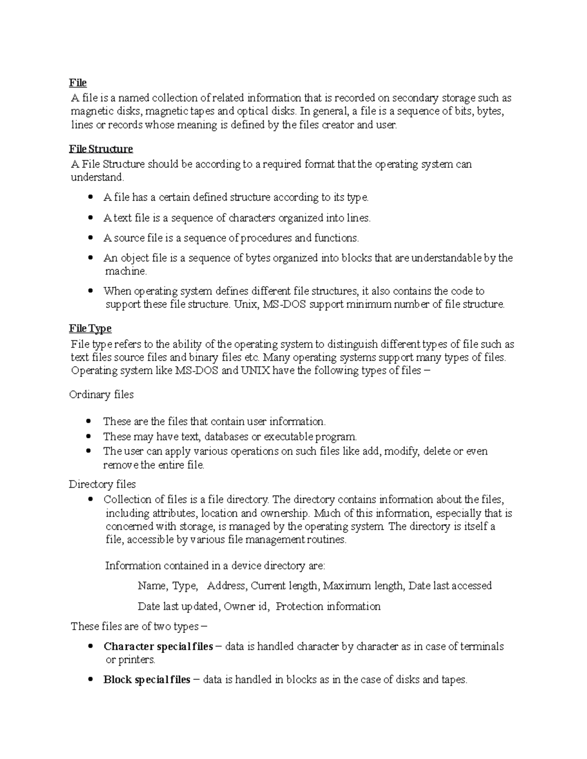 File - how file management is done by operating system - File A file is ...