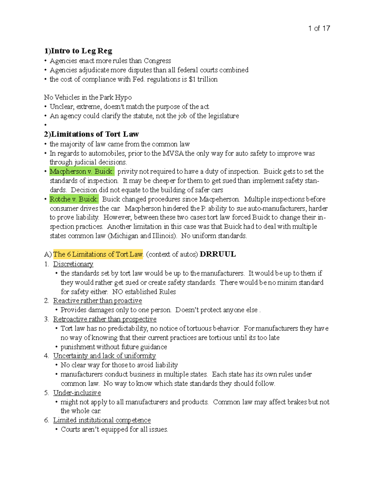 Leg Reg Notes Robertson - 1)Intro to Leg Reg Agencies enact more rules ...