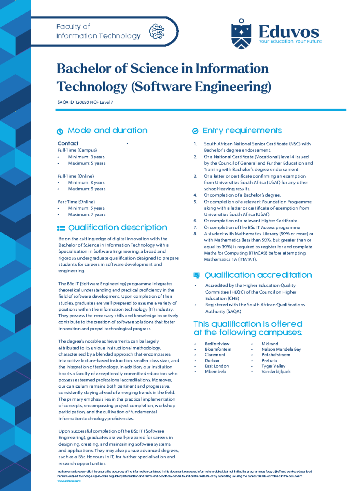 2024 Factsheet Bachelor of Science in Information Technology (Software ...