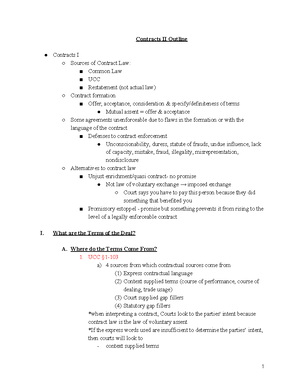 Attack Outline - Contracts II - WHERE CONTRACT TERMS COME FROM ...
