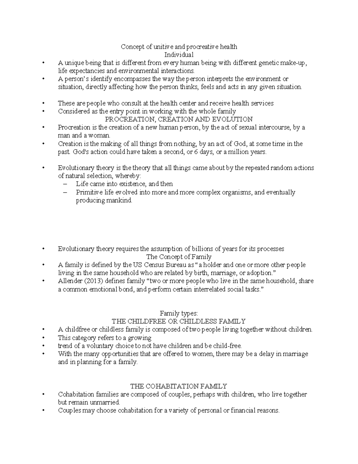 Concept of Unitive and Procreative Health - Concept of unitive and ...