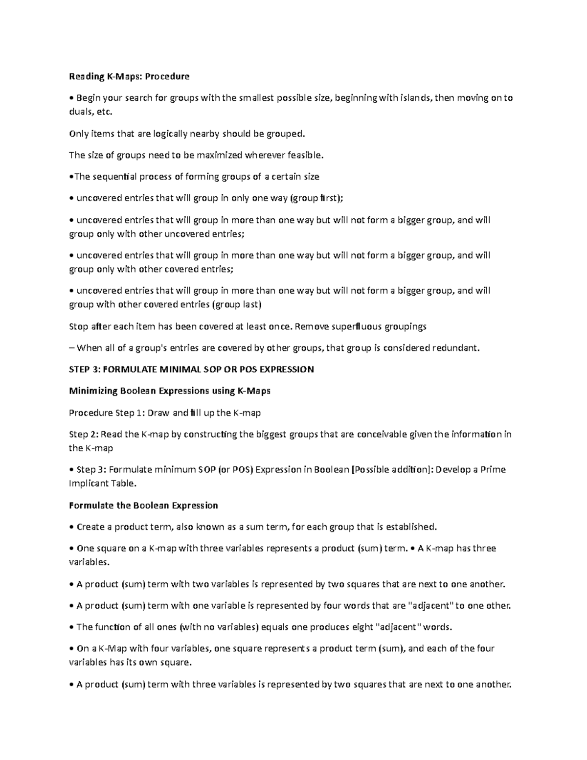 Formulate Minimal SOP OR POS Expression - Reading K-Maps: Procedure ...