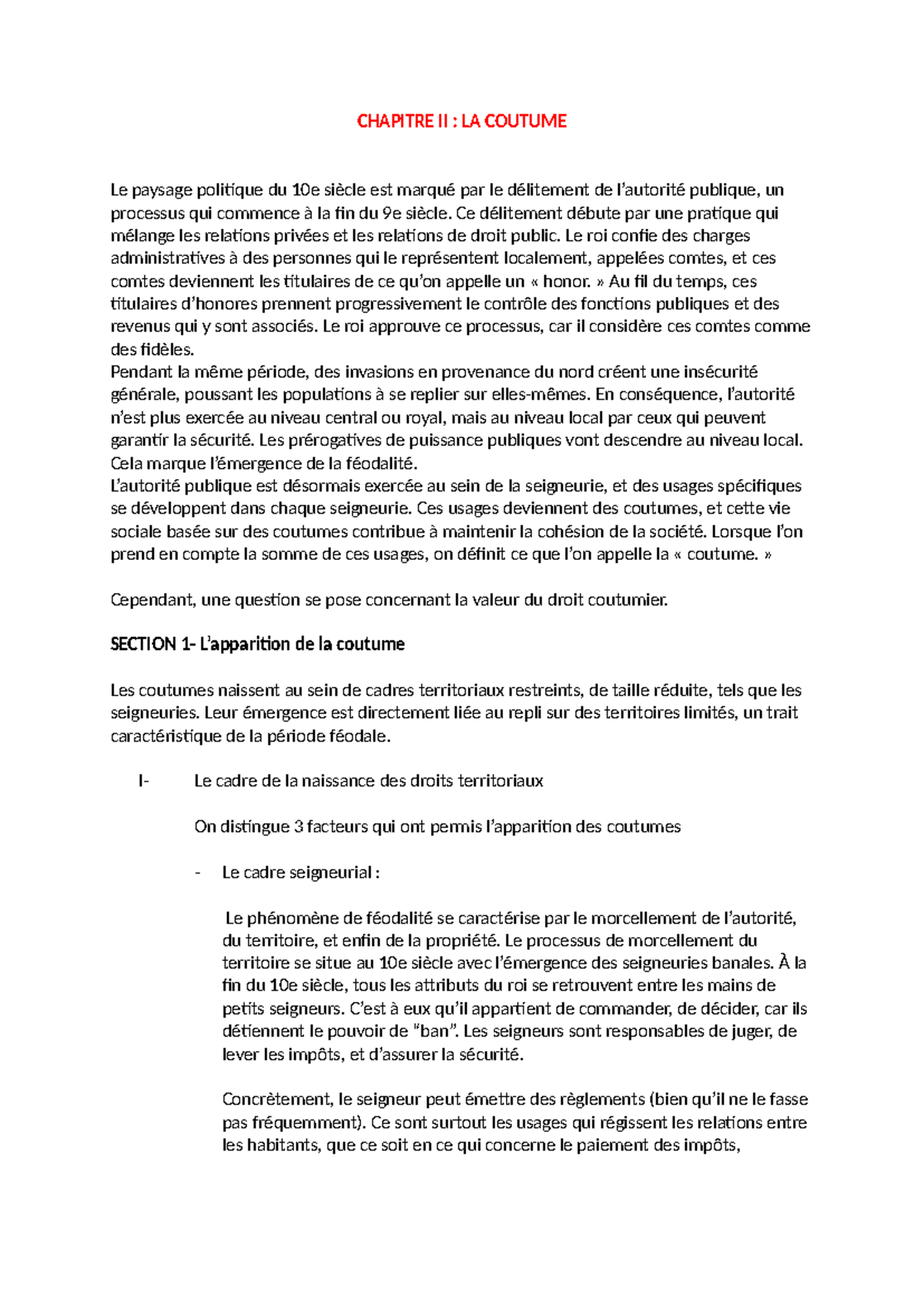 Chapitre 4 - histoire - CHAPITRE II : LA COUTUME Le paysage politique ...