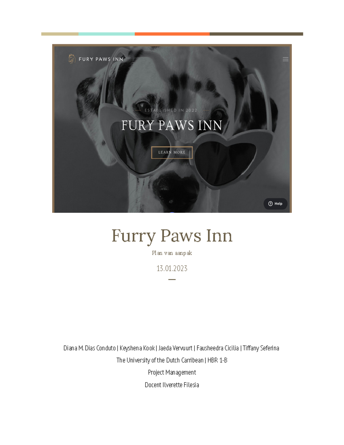 Furry Paws Inn Plan van aanpak HBR-1B - Furry Paws Inn Plan van aanpak ...