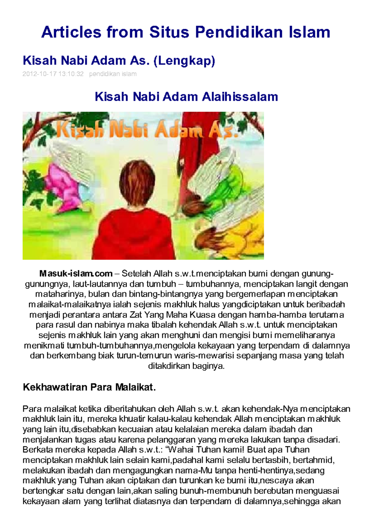 01.Kisah Nabi Adam A - Kisah Nabi Adam - Articles from Situs Pendidikan ...