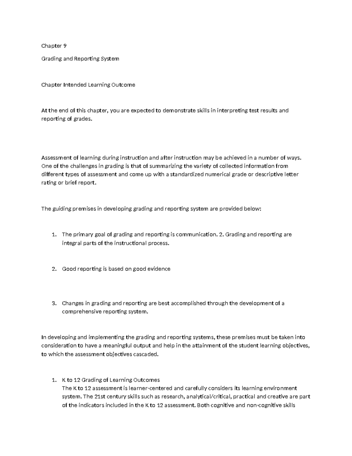Prof ed 9 - Notes. - Chapter 9 Grading and Reporting System Chapter ...