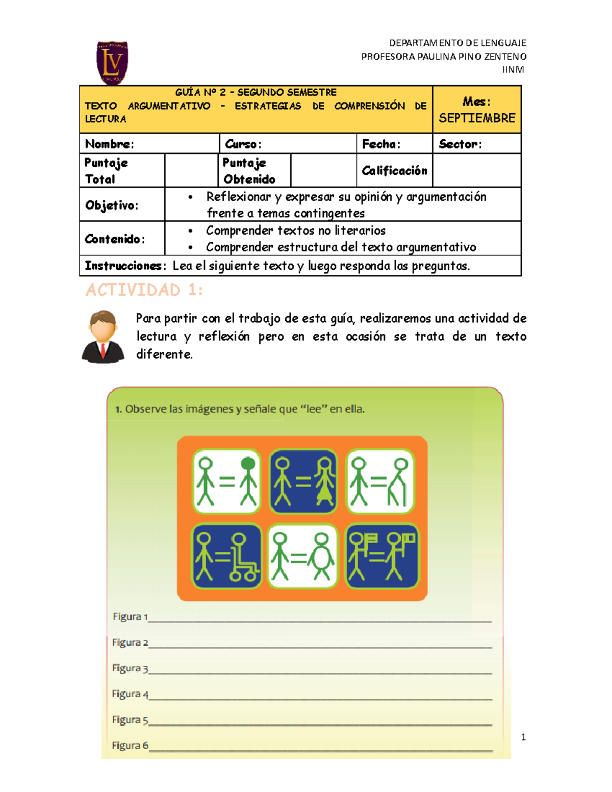Lenguaje IINM - PROFESORA PAULINA PINO ZENTENO IINM ACTIVIDAD 1: Para ...