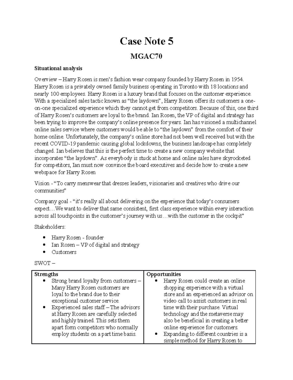 Case note 5 MGAC70 - Weekly Case assignments - Case Note 5 MGAC ...