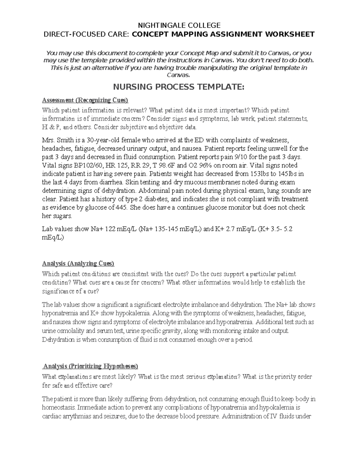 Concept Map Template - DIRECT-FOCUSED CARE: CONCEPT MAPPING ASSIGNMENT ...