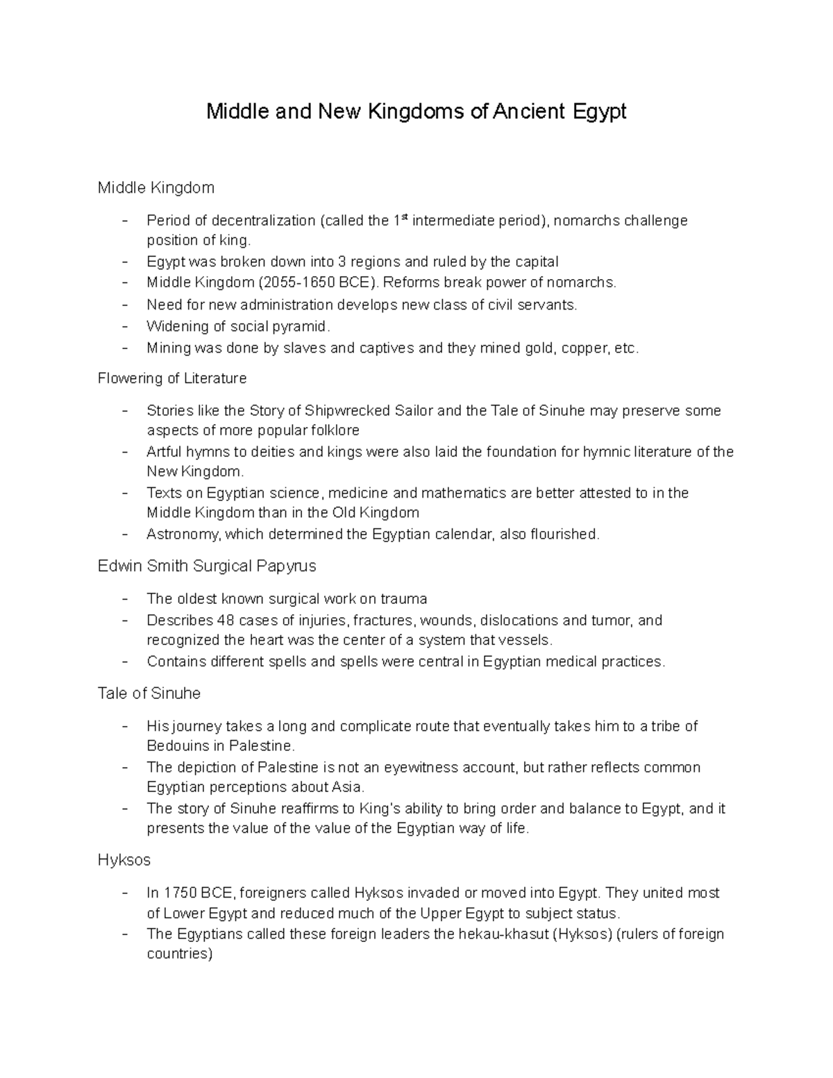 Day 6 (Middle and New Kingdoms of Ancient Egypt) - Middle and New ...