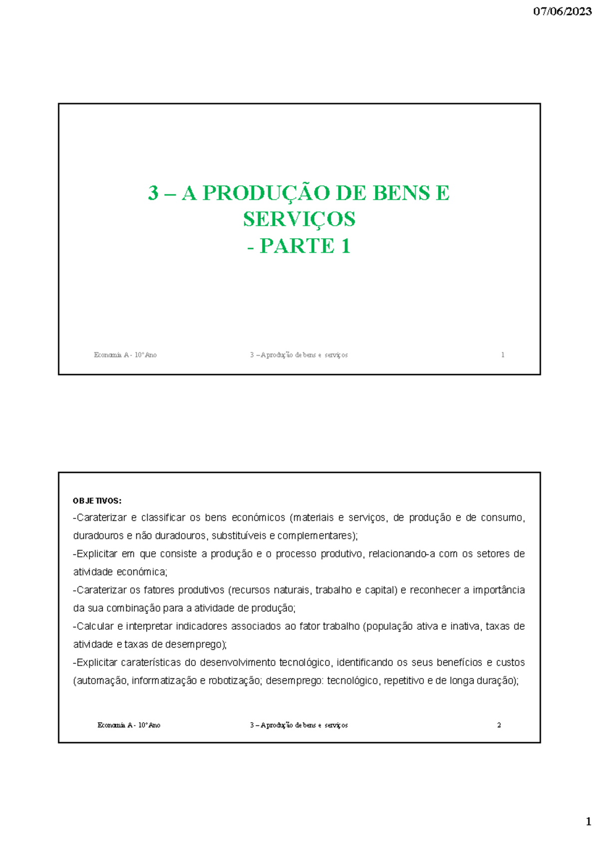 PPT unidade 3 - Parte 1 - 3 – A PRODUÇÃO DE BENS E SERVIÇOS - PARTE 1 ...