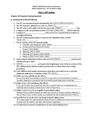 Week 2 Assignment Worksheet (1) DONE - MOA115 Medical Records and Insurance Week 2 Assignment ...