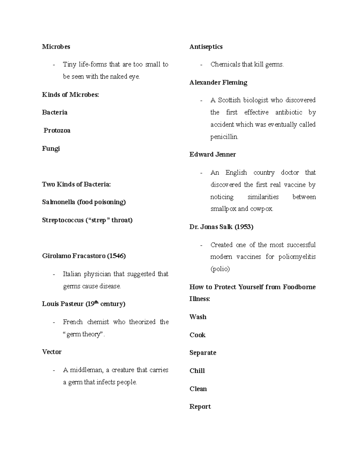 Learning Guide Unit 1 Notes Microbes Tiny Life Forms That Are Too Small To Be Seen With The