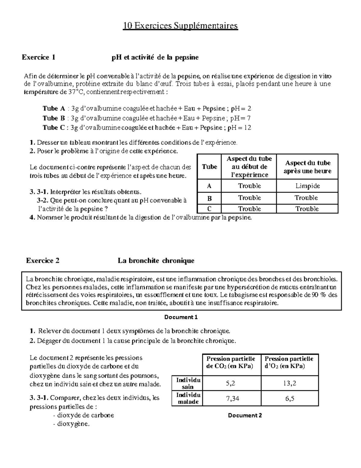 10 Exercices Supplémentaires - 10 Exercices Supplémentaires Exercice 1 ...