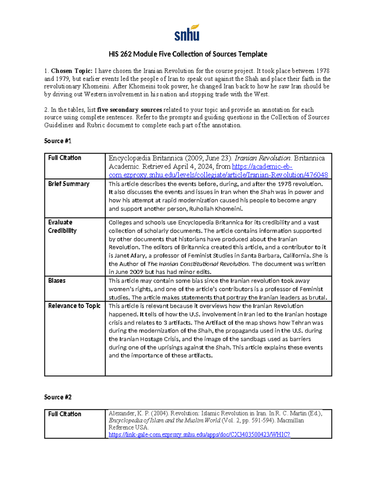 HIS 262 Collection of Sources - HIS 262 Module Five Collection of ...