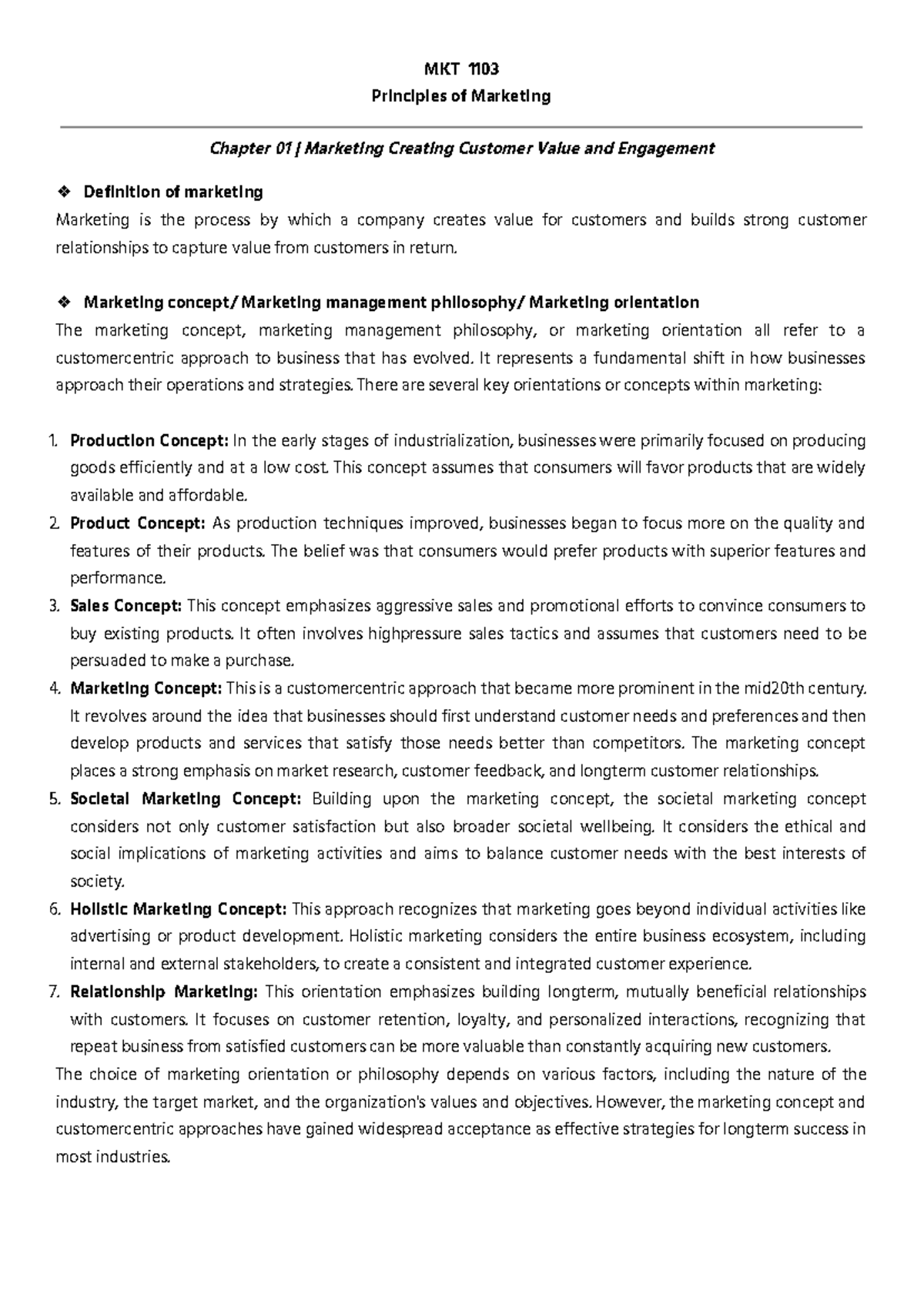 MKT 1103 Full Course - Summary Principles of Marketing - MKT 1103 ...