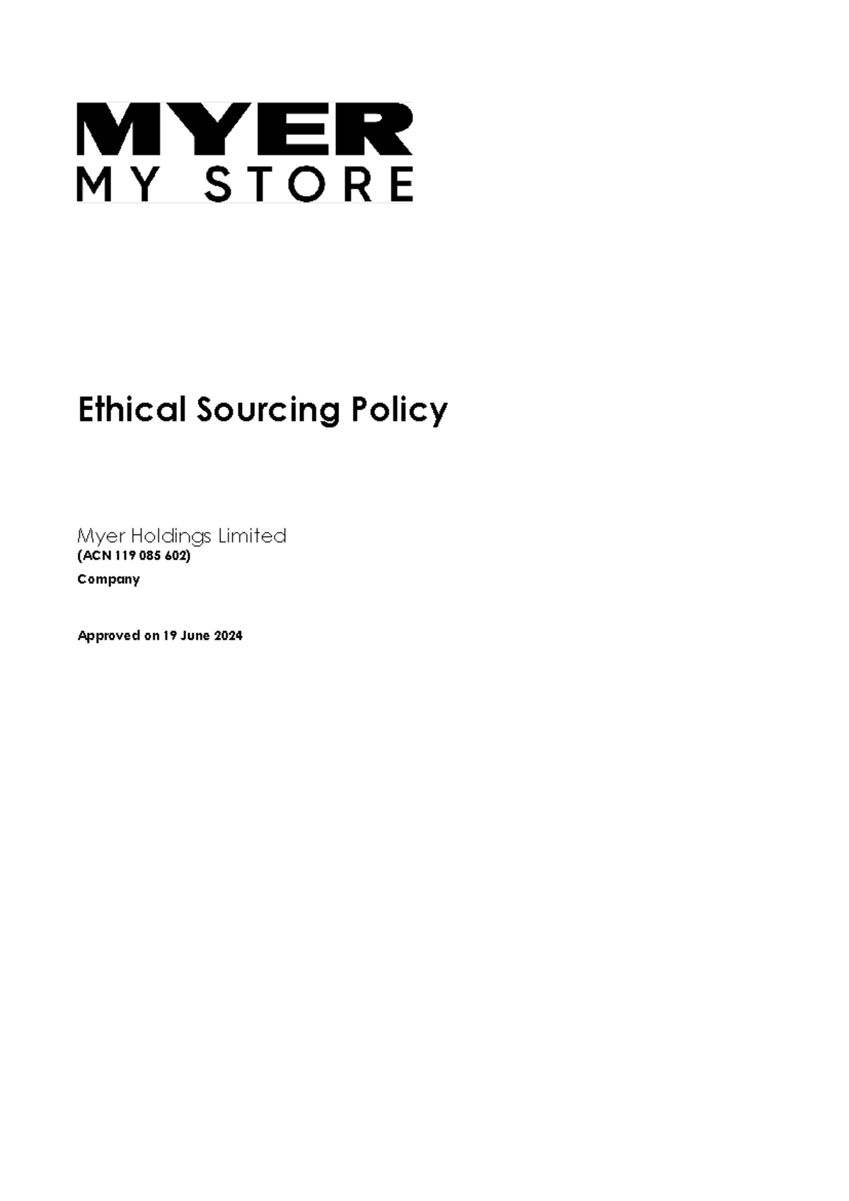 Ethical-Sourcing-Policy - Ethical Sourcing Policy Myer Holdings Limited ...