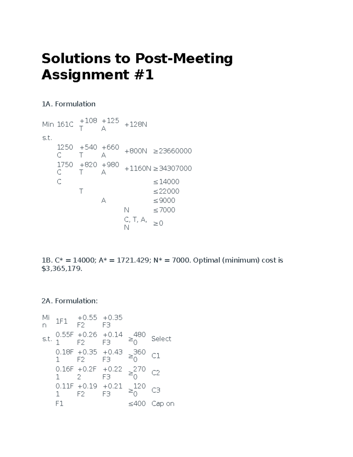Solutions to Post-Meeting#1 - Solutions to Post-Meeting Assignment 1A ...