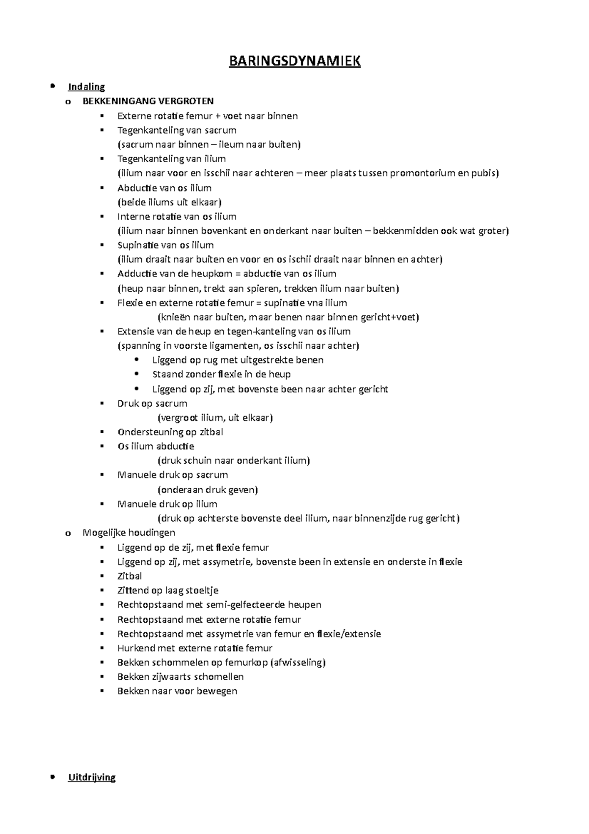 Baringsdynamiek houdingen - BARINGSDYNAMIEK Indaling o BEKKENINGANG ...