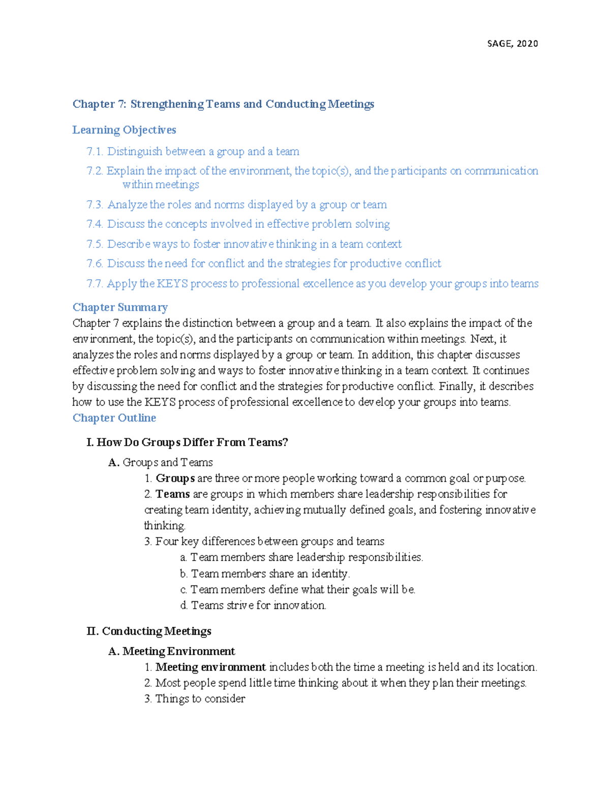 Ch7 Notes Strengthening Teams and Conducting Meetings - Warning: TT ...