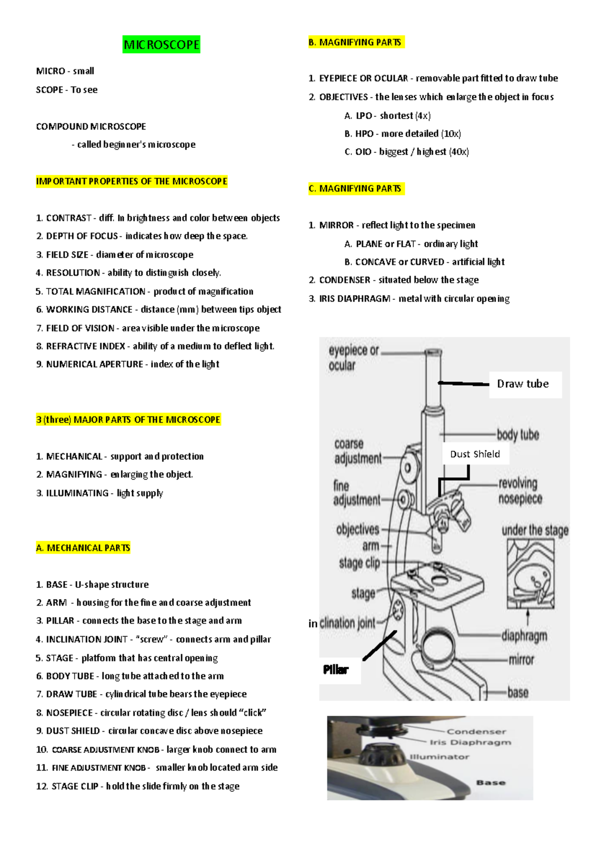 Microscope - MICROSCOPE MICRO - small SCOPE - To see COMPOUND MICROSCOPE - called beginner's ...