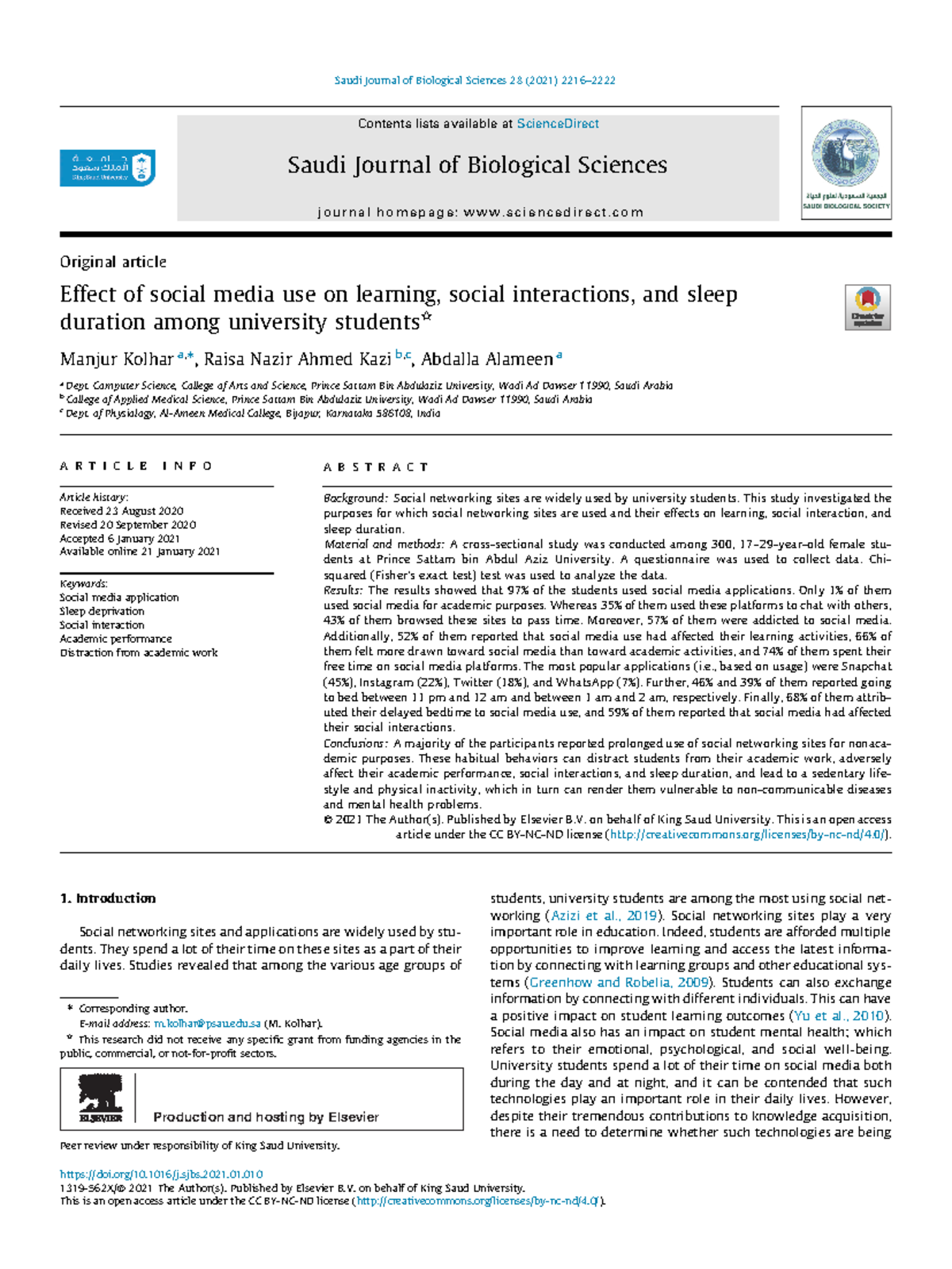 Social media research - its for academics - Original article Effect of ...