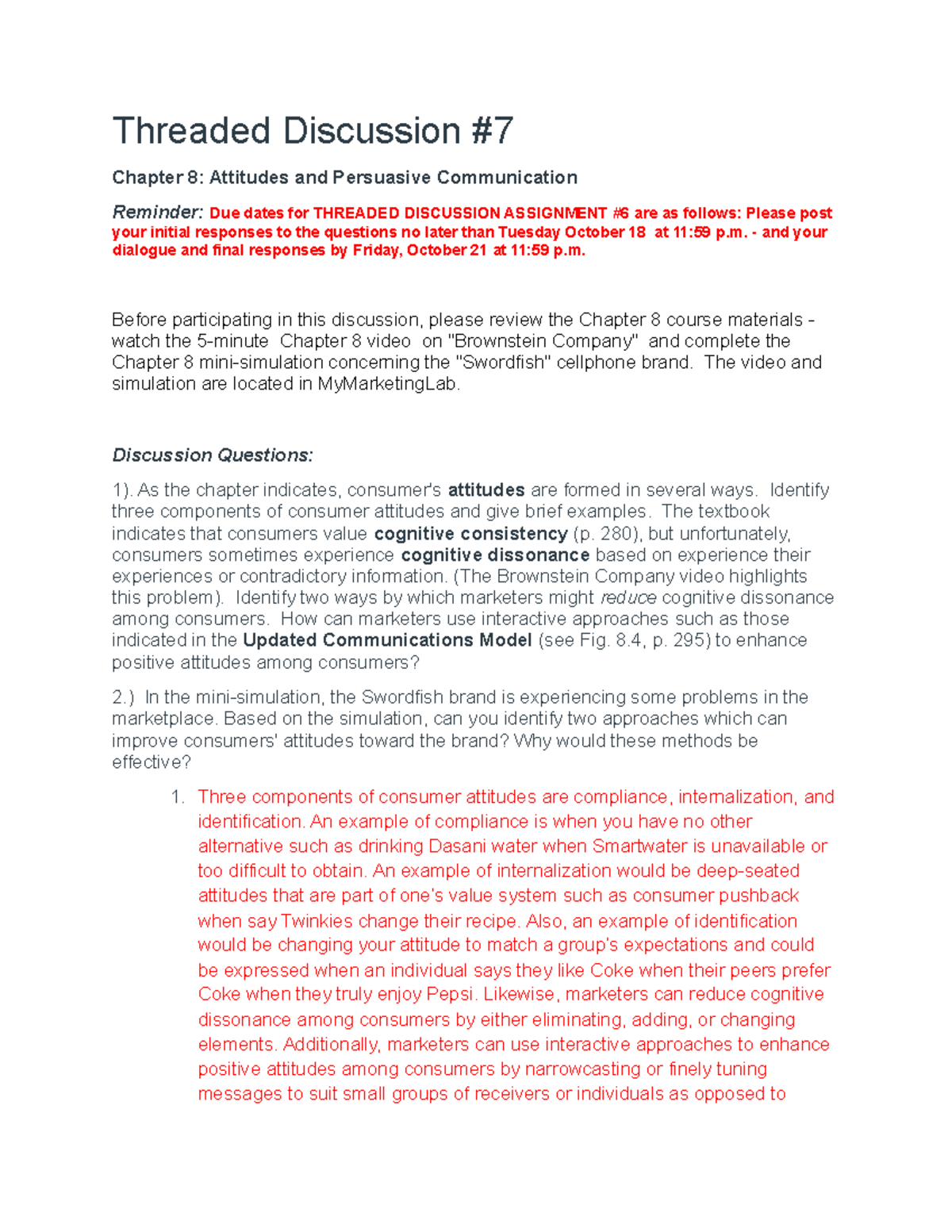 MKTG 365 DB 7 - Discussion Board 7 Professor Davis. - Threaded ...