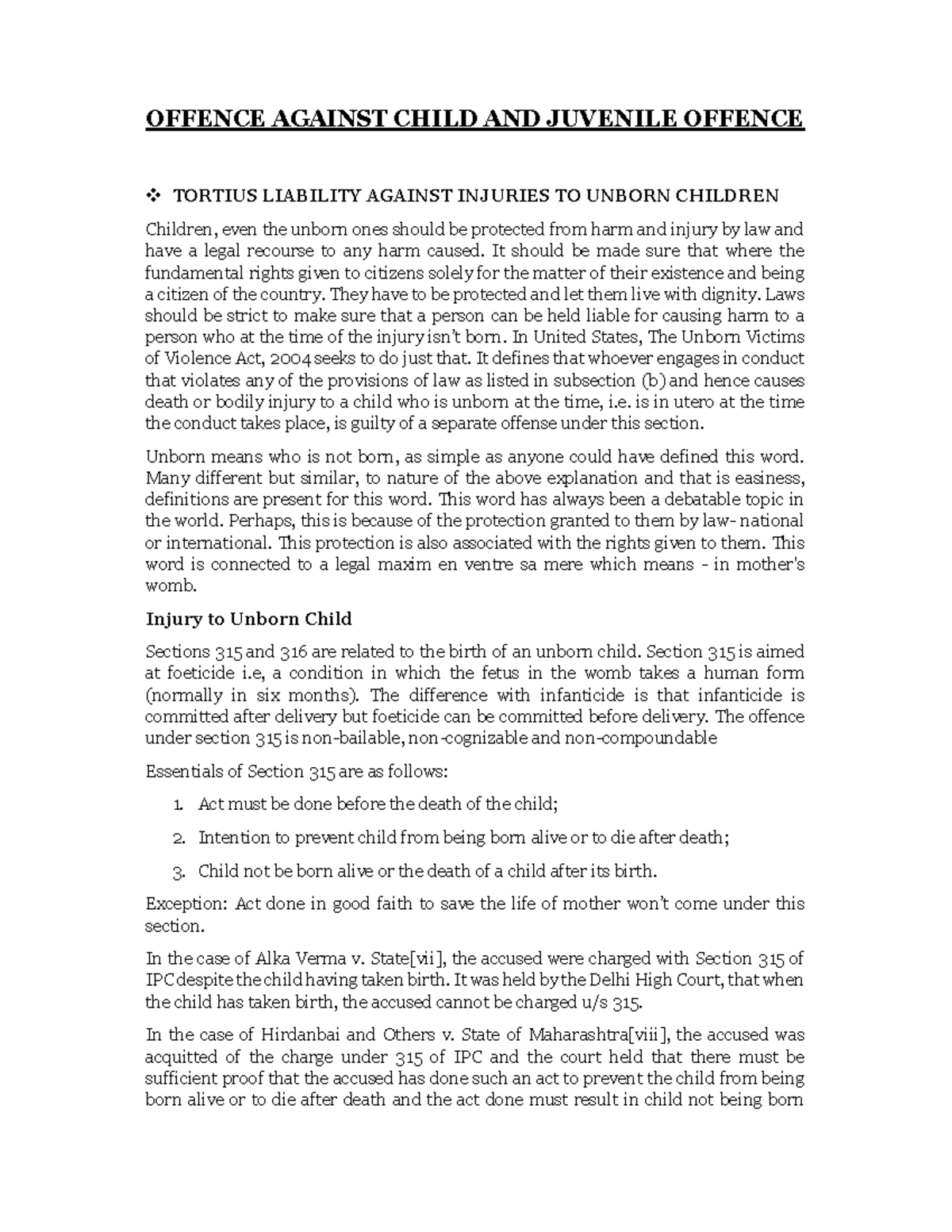 Juvenile Justice - short notes - OFFENCE AGAINST CHILD AND JUVENILE ...
