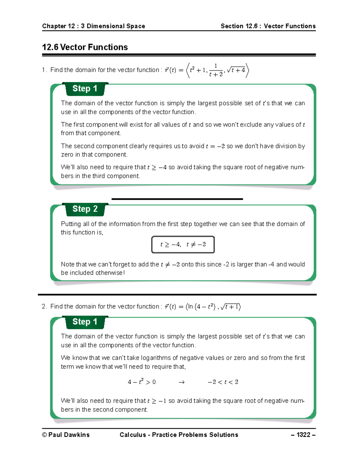 Solusi Latsol Fungsi Vektor - 12 Vector Functions Find the domain for ...
