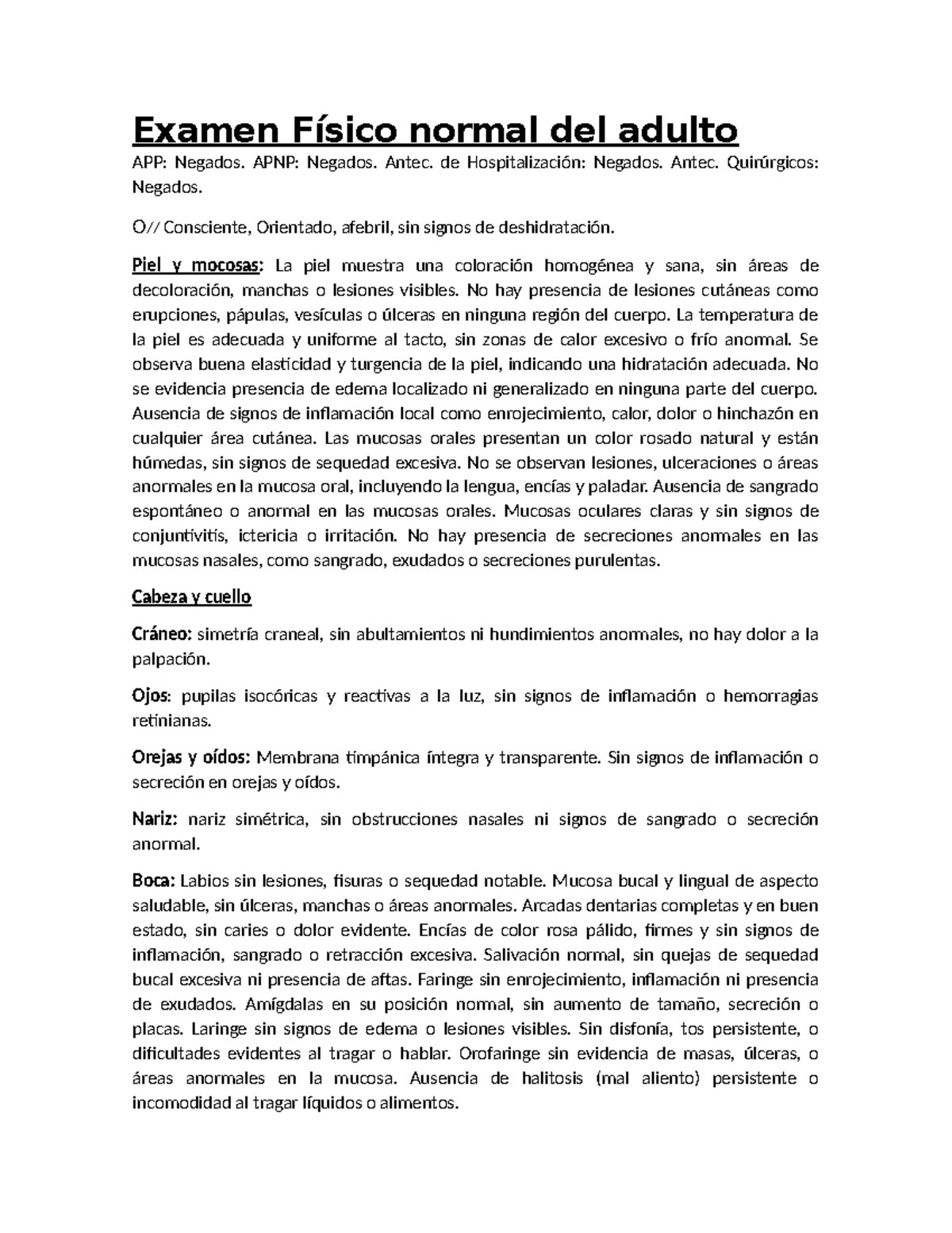 Examen Físico normal del adulto por Delvis Hurtado - Examen Físico ...