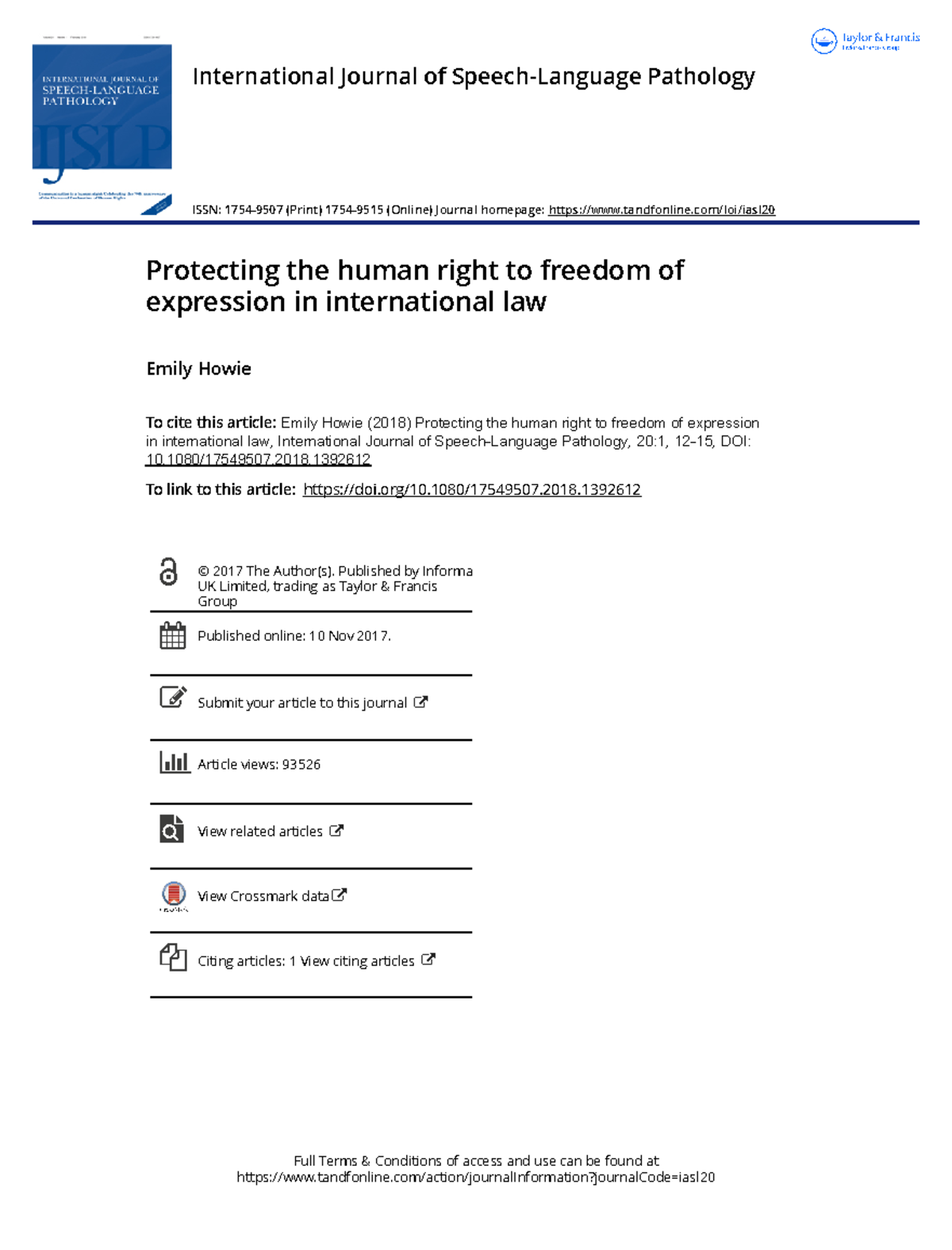 Protecting the human right to freedom of expression in international ...