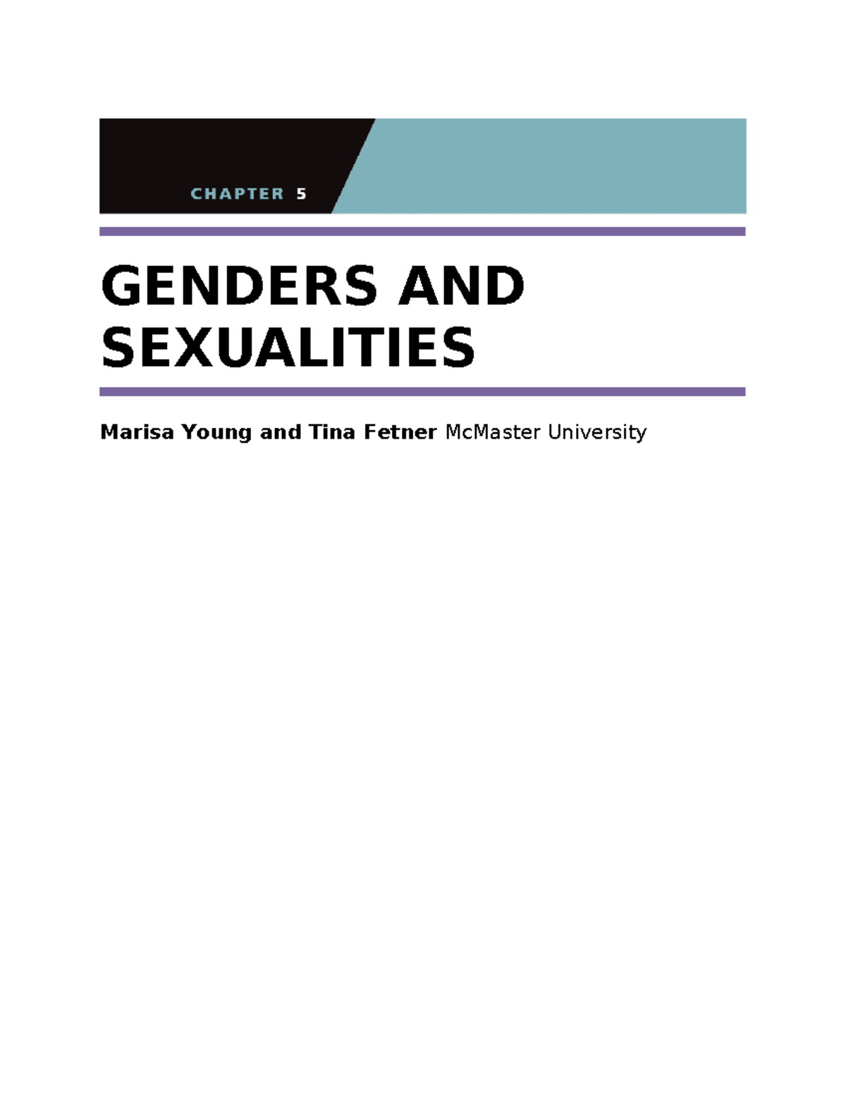 Genders And Sexualities Genders And Sexualities Marisa Young And Tina