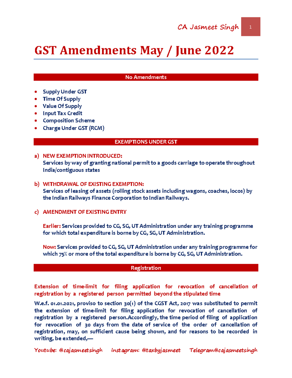 May 2022 amendment gst - Gst - GST Amendments May / June 2022 No ...