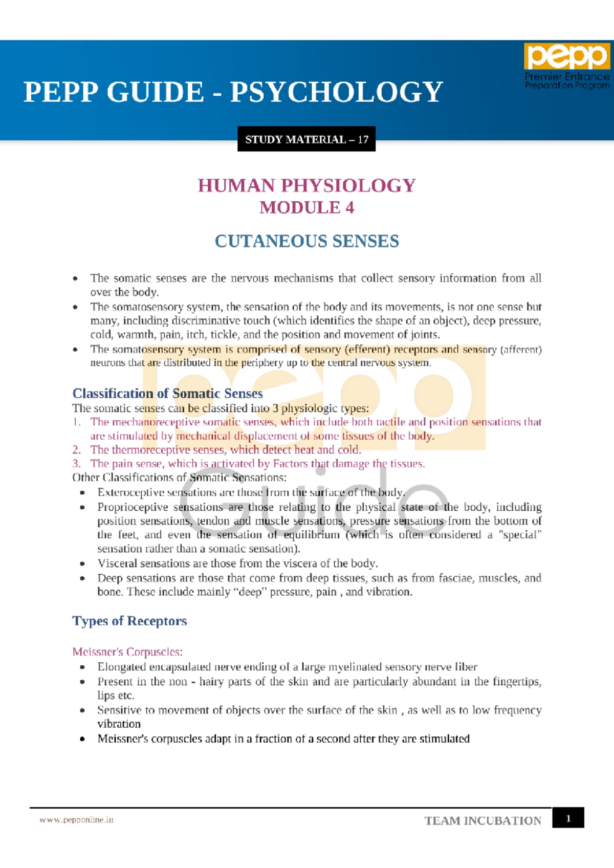 PEPP Guide PSY PHY MOD 4 - Bachelor of science - Studocu