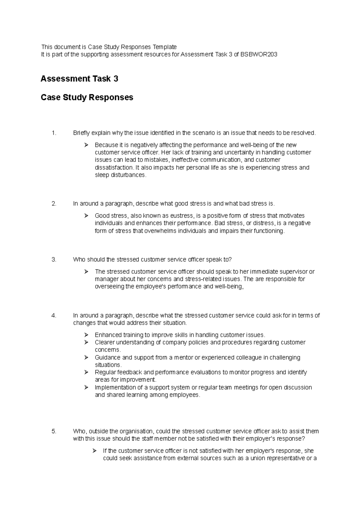 Case Study Responses Template[ 689] - This document is Case Study ...