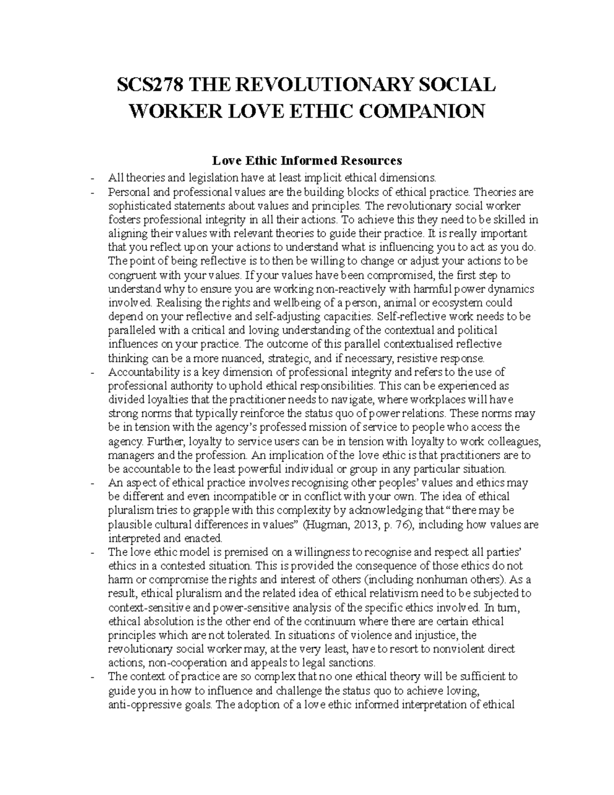 SCS278 Complete Notes - SCS278 THE REVOLUTIONARY SOCIAL WORKER LOVE ...
