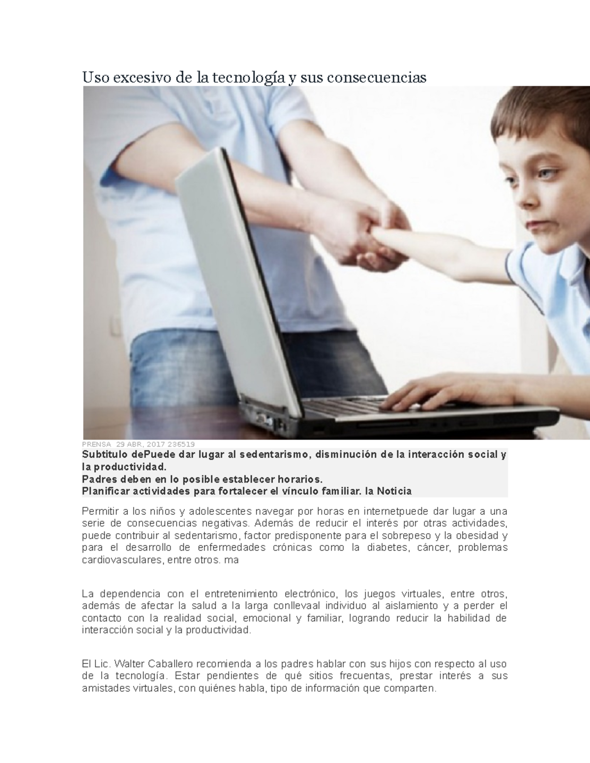 Canales y plataformas tecnologicas de uso masivo - Uso excesivo de la ...