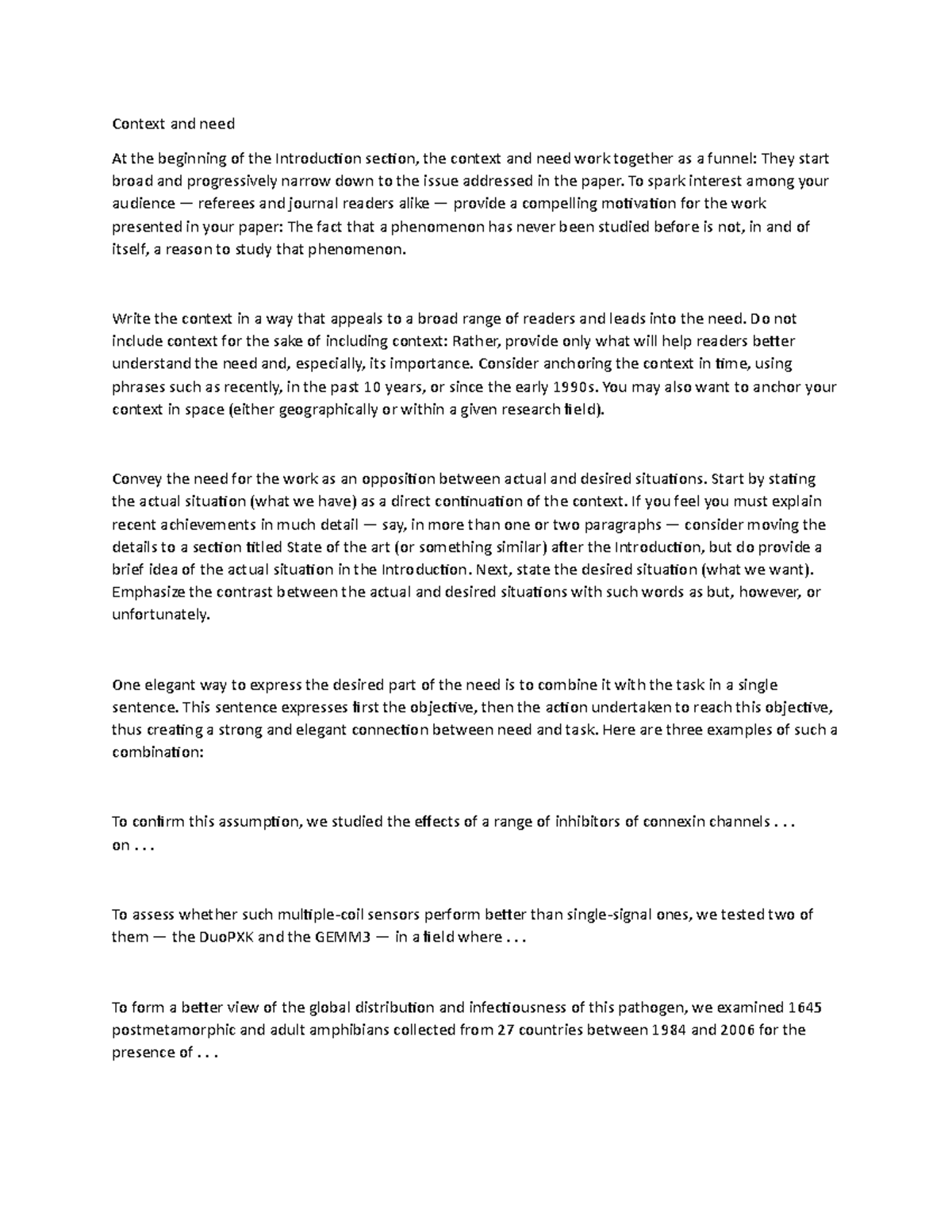 Context and need - Lecture notes 1 - Context and need At the beginning ...