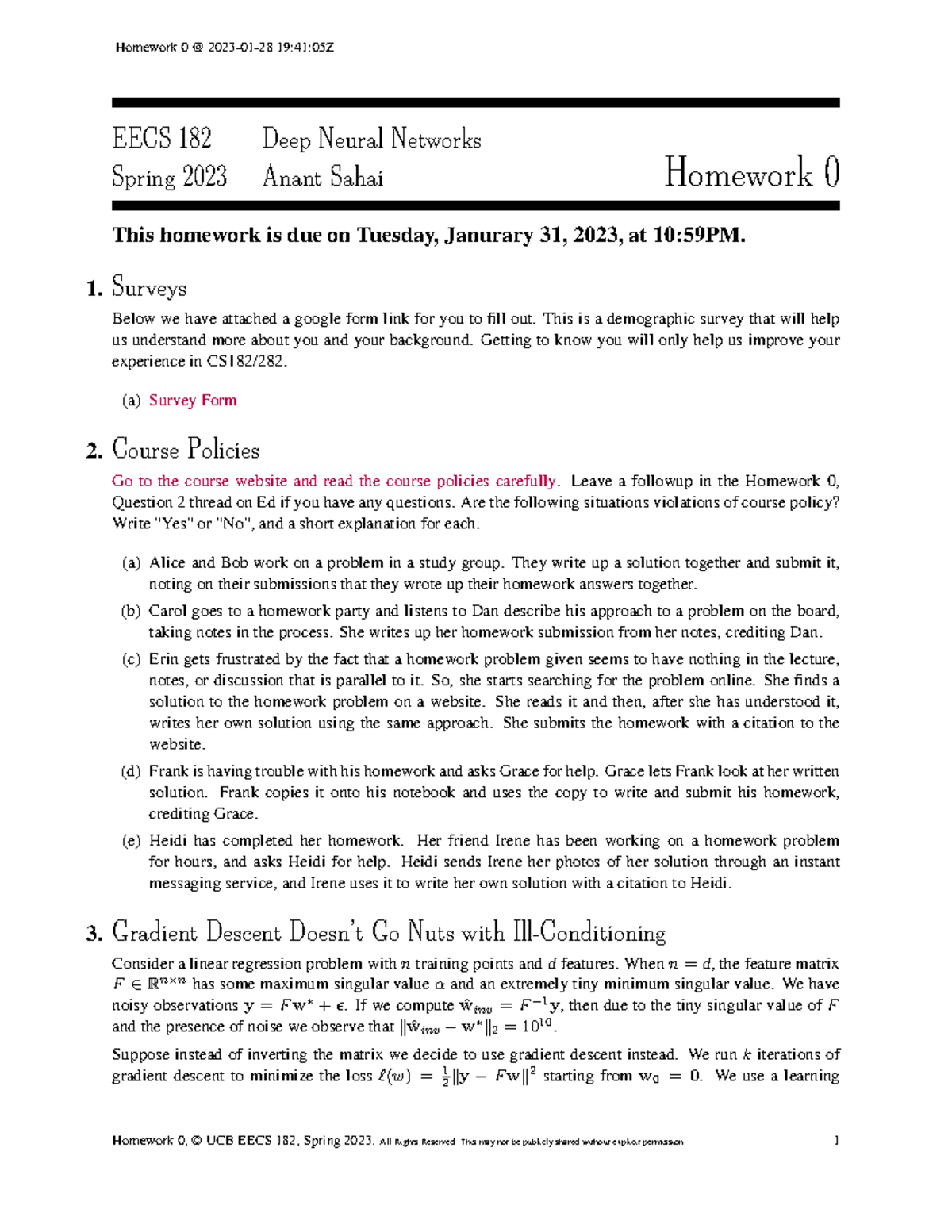 Hw0 - EECS 182 Deep Neural Networks Spring 2023 Anant Sahai Homework 0 This homework is due on ...