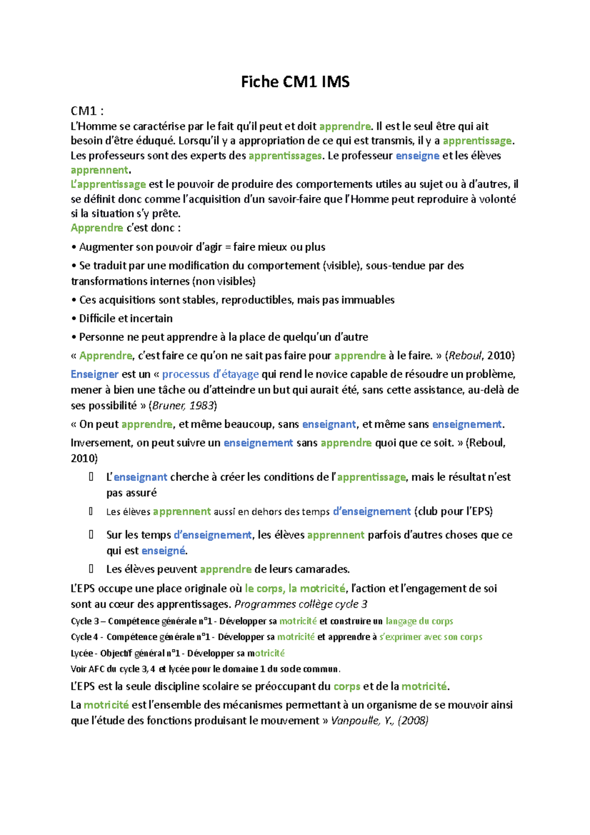 Fiche CM1 IMS - prise de note - Fiche CM1 IMS CM1 : L'Homme se ...