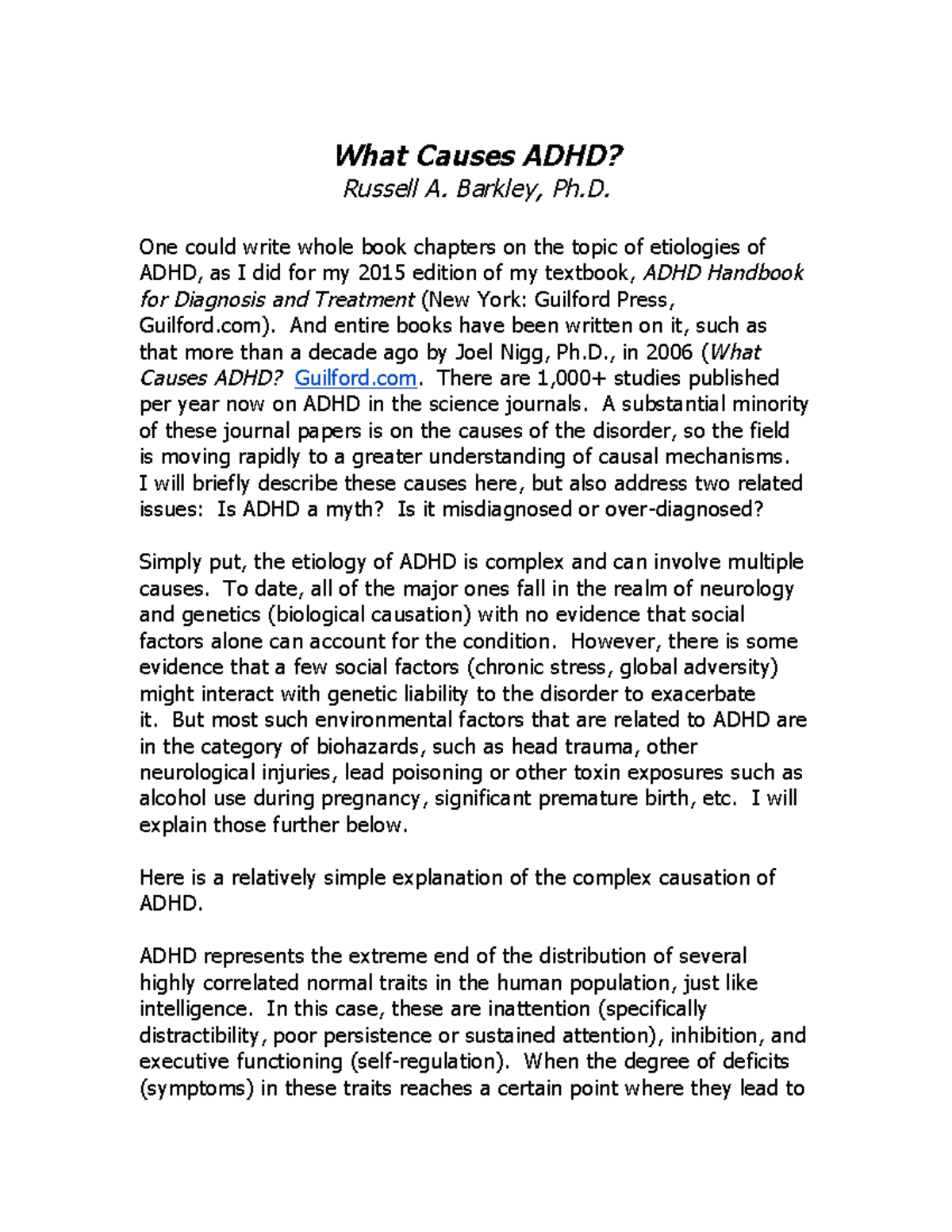 What Causes ADHD 2017 - Quick reference, easily understandable summary ...