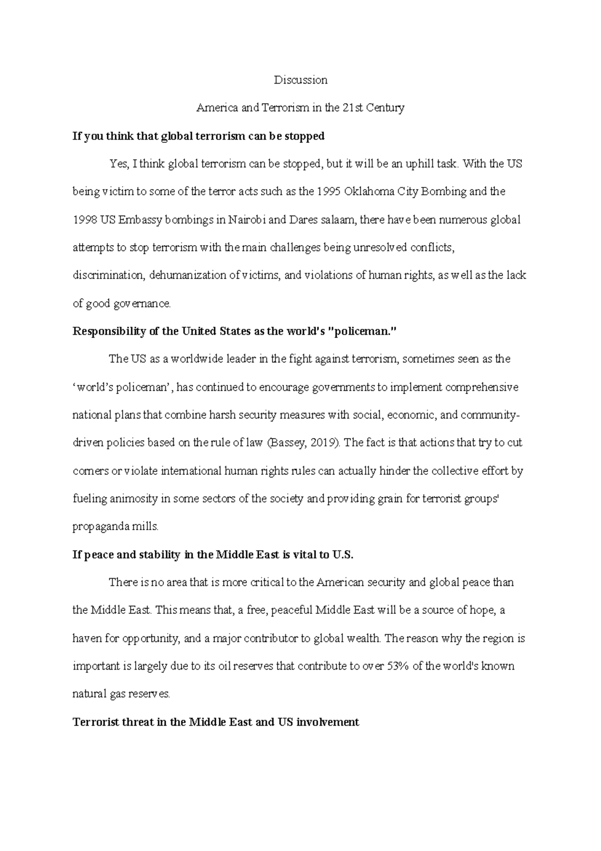 America and Terrorism in the 21st Century - History - UoN - Studocu