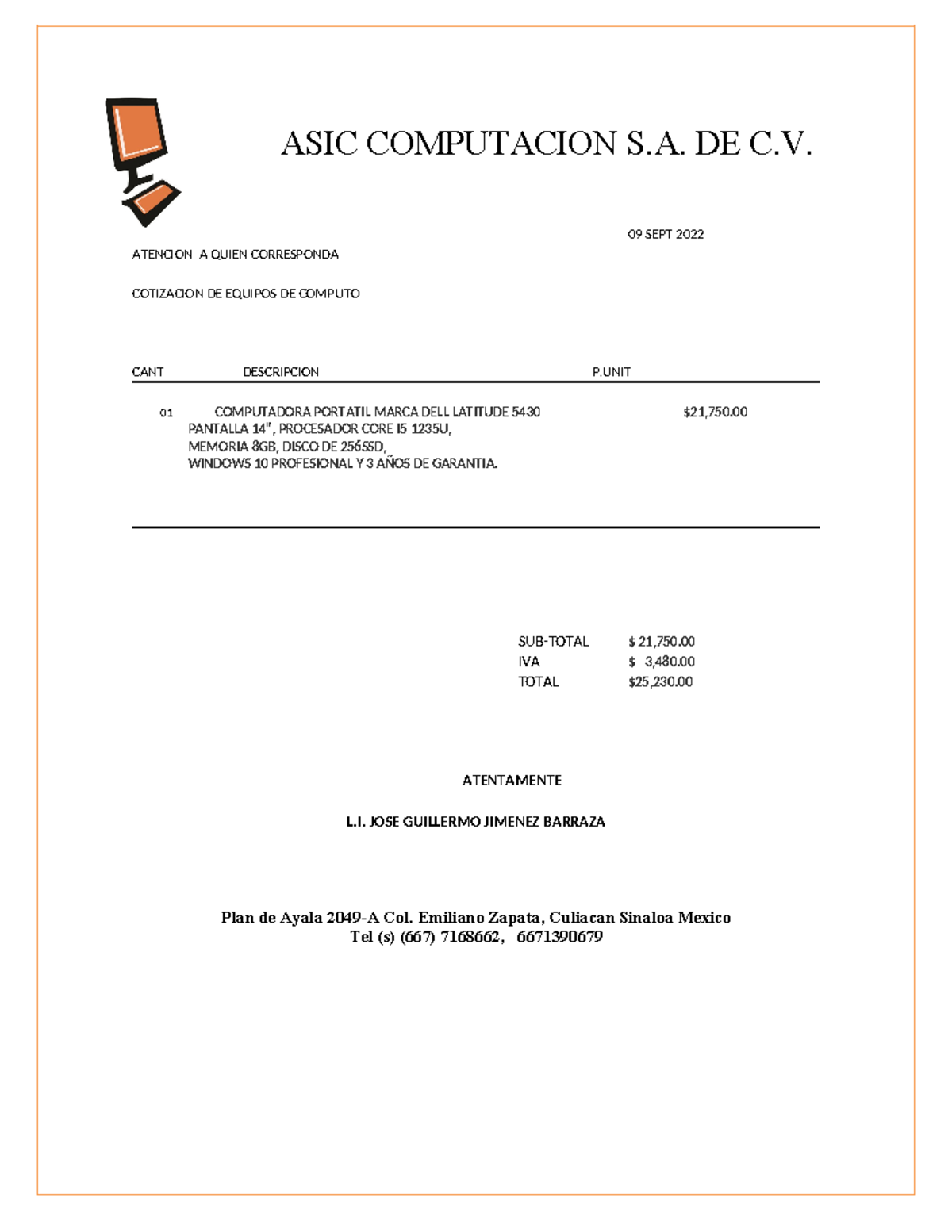 COT VIC MATA - apuntes - ASIC COMPUTACION S. DE C. 09 SEPT 2022 ...