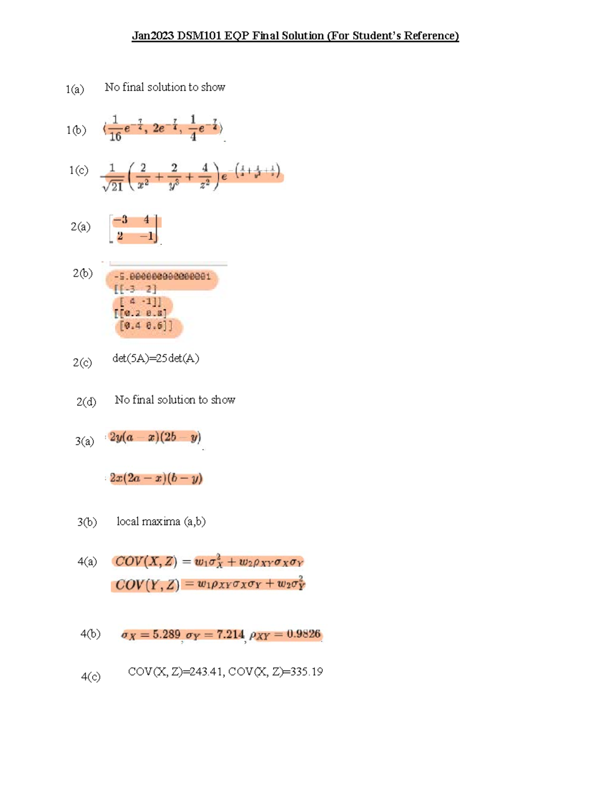 Jan2023 DSM101 EQP Final Solutions - DSM101 - Studocu