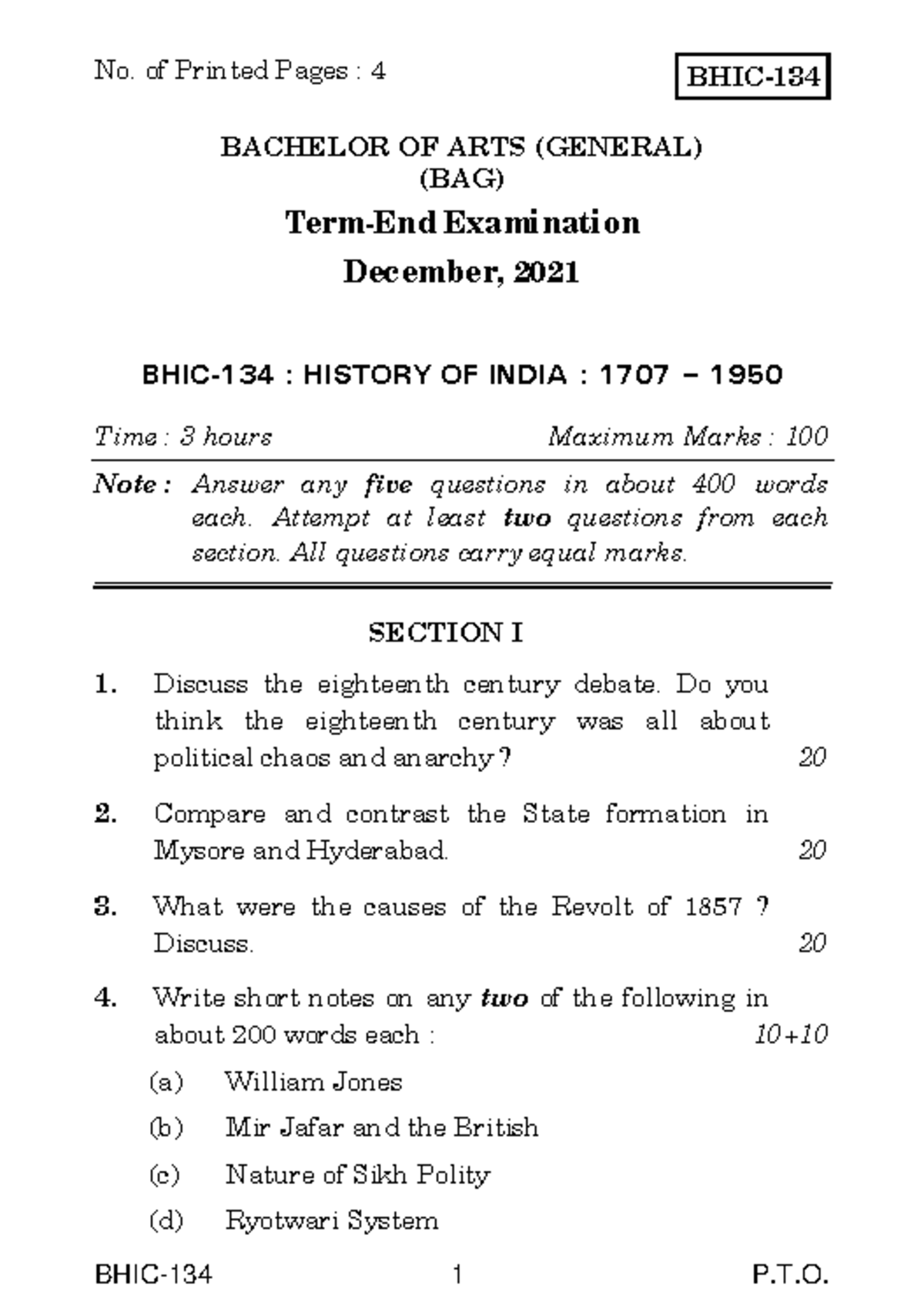 BHIC-134 ignouassignmentguru - BHIC-134 1 P.T. BHIC- BACHELOR OF ARTS ...