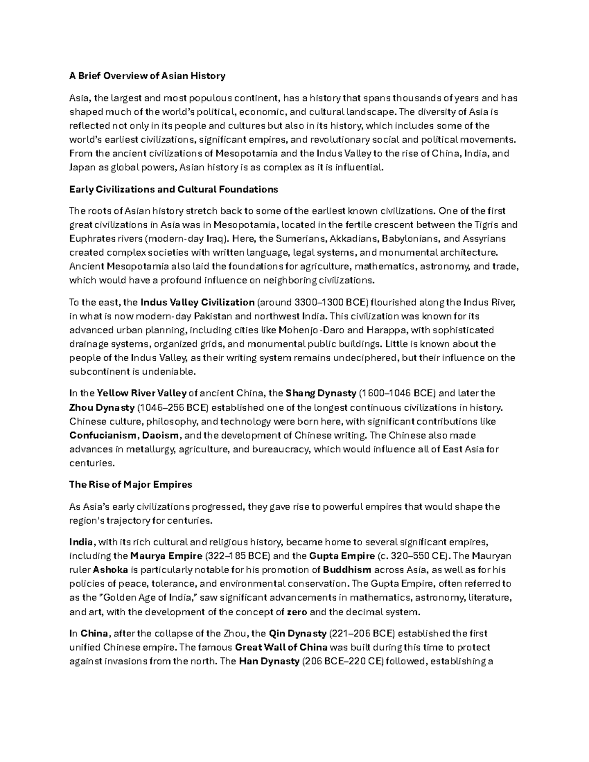 A Brief Overview of Asian History - The diversity of Asia is reflected ...