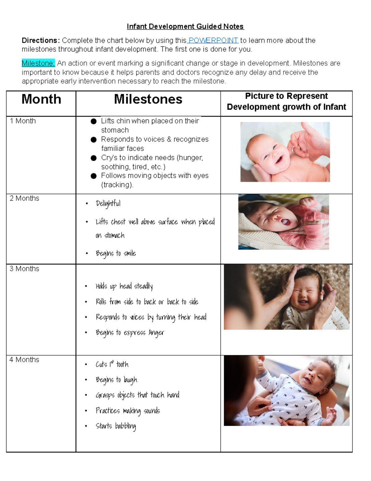 Copy of CFranco Infant Development Guided Notes - Infant Development ...