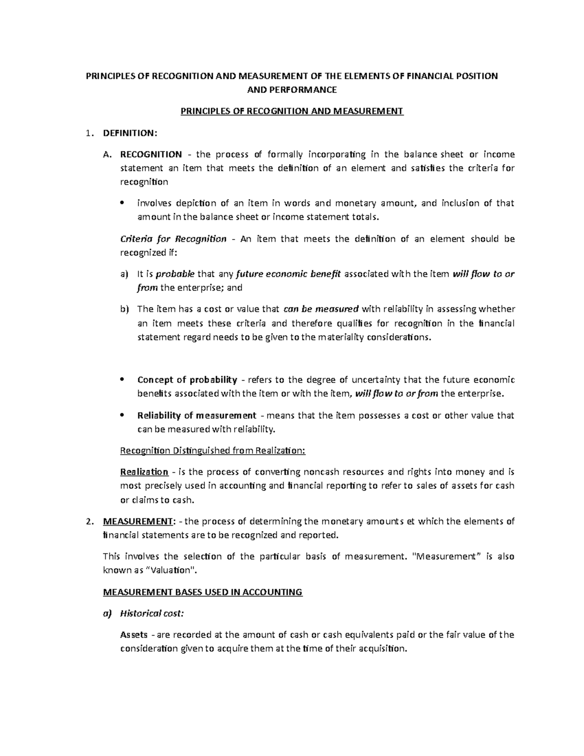 Financial Accounting and Reporting - Accounting for Assets - PRINCIPLES ...