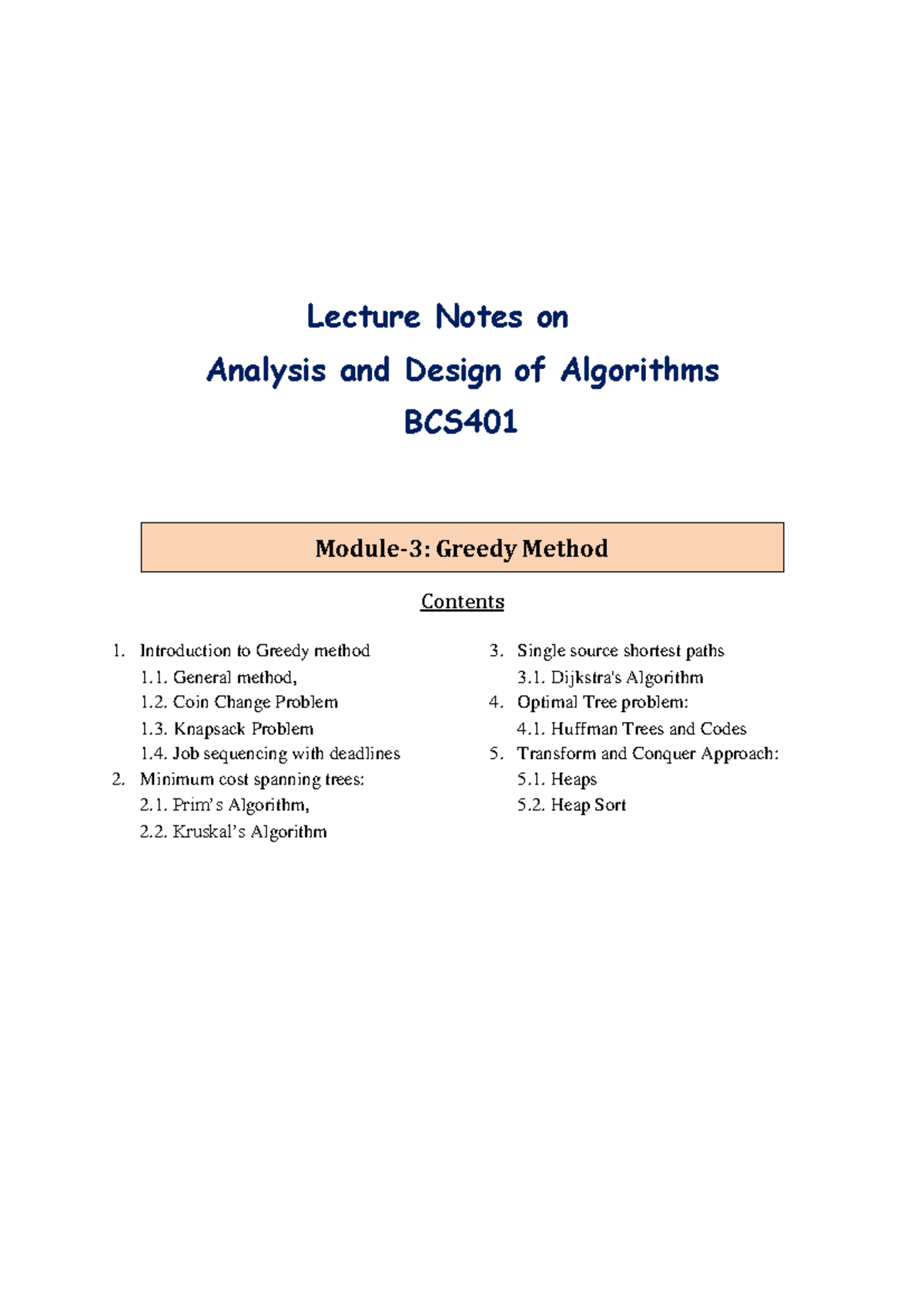 ADA Module 3 SVIT - good - Module-3: Greedy Method Lecture Notes on ...